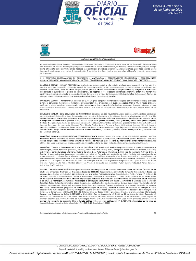 Assunto Da Prova para Concurso. | PDF