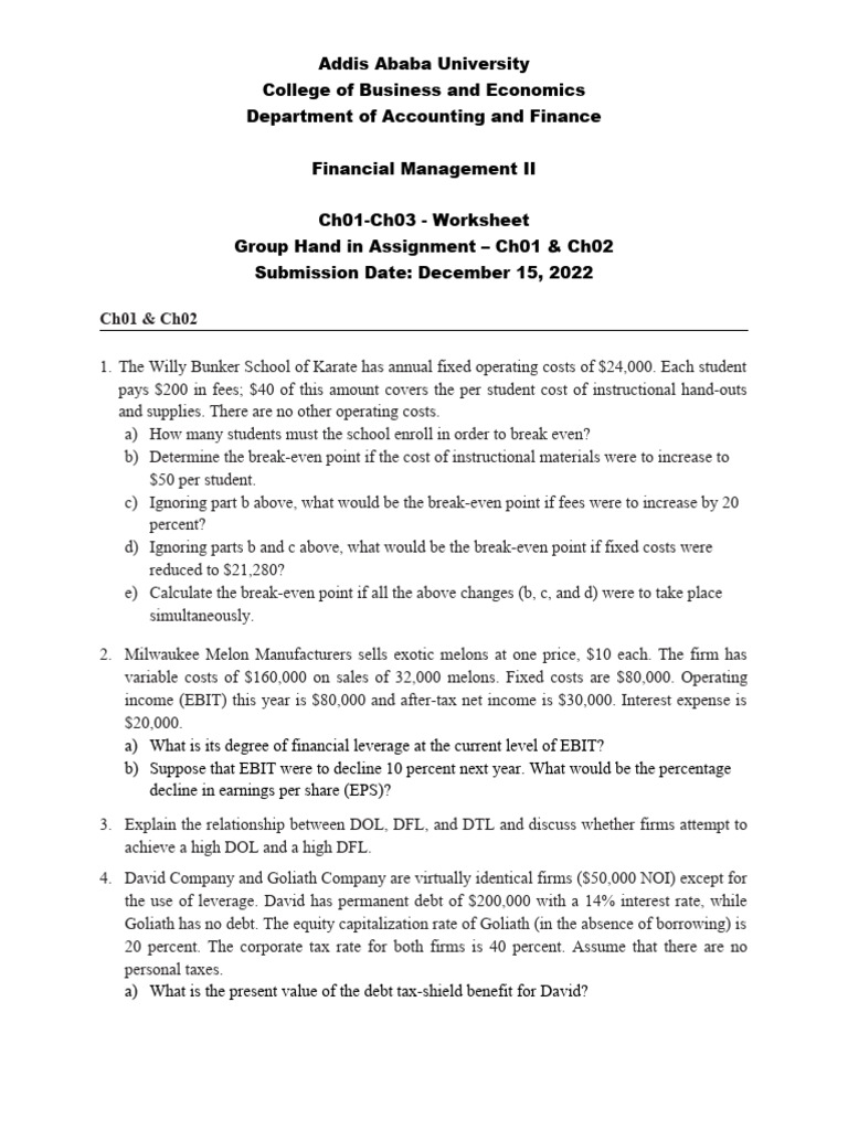 FM II - Assignment 02, Ch01 - Ch03 | PDF | Dividend | Cost Of Capital
