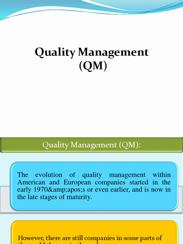 Quality Management (QM) | PDF | Quality Management System | Quality ...
