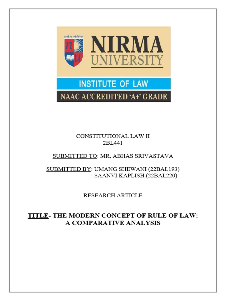 Constitutional Law II Assignment | PDF | Rule Of Law | Separation Of Powers