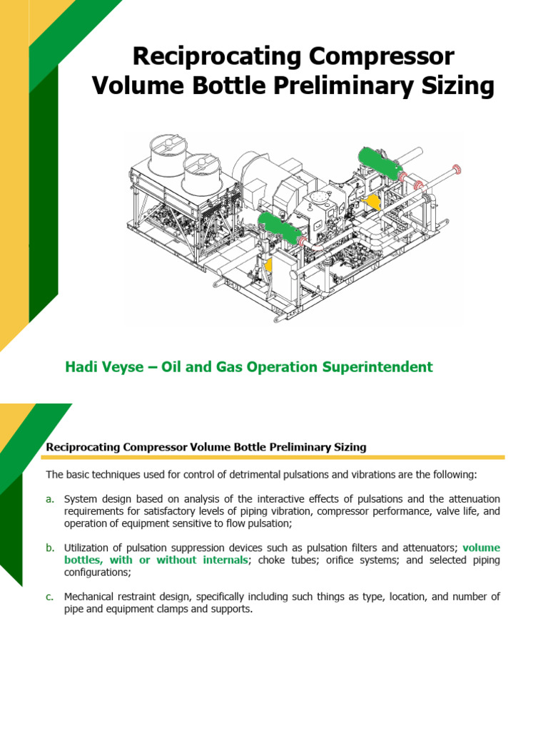 Reciprocating Compressor Volume Bottle Preliminary Sizing | PDF | Gas Technologies | Mechanical ...