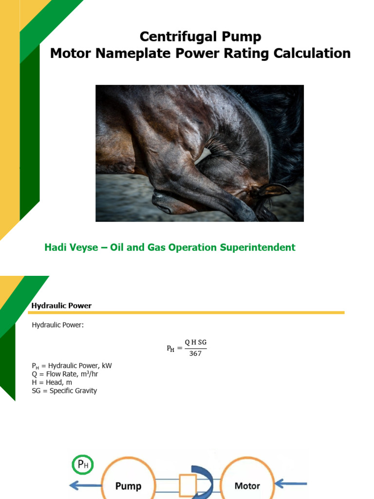 Centrifugal Pump - Motor Nameplate Power Rating Calculation | PDF | Pump | Horsepower