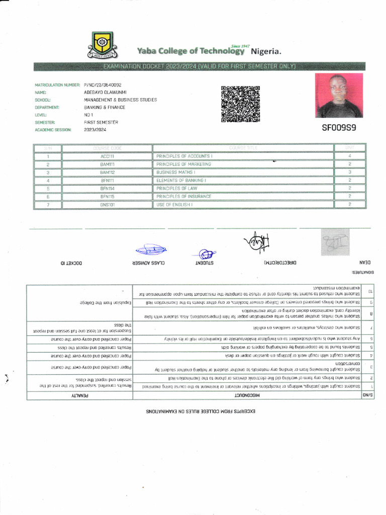 Signature Yabatech | PDF