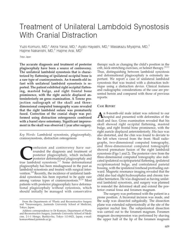 Treatment of Unilateral Lambdoid Synostosis With Cranial Distraction ...