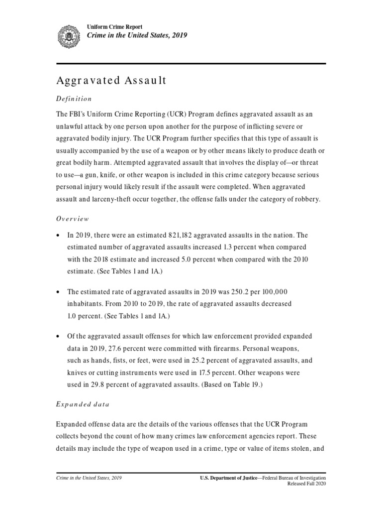 Aggravated Assault Main | PDF | Uniform Crime Reports | Assault