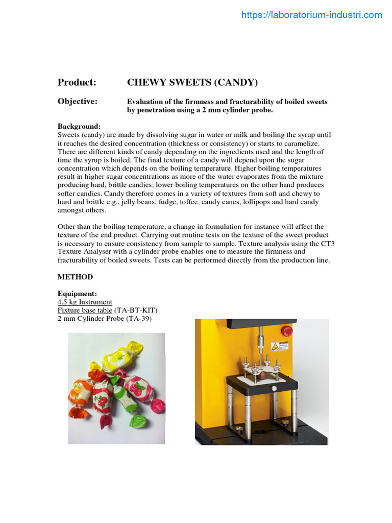 Chewy Candy Texture Analysis Methods | PDF | Candy
