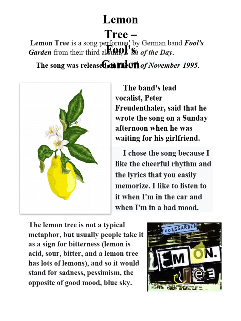Lemon Tree | PDF | Poetry