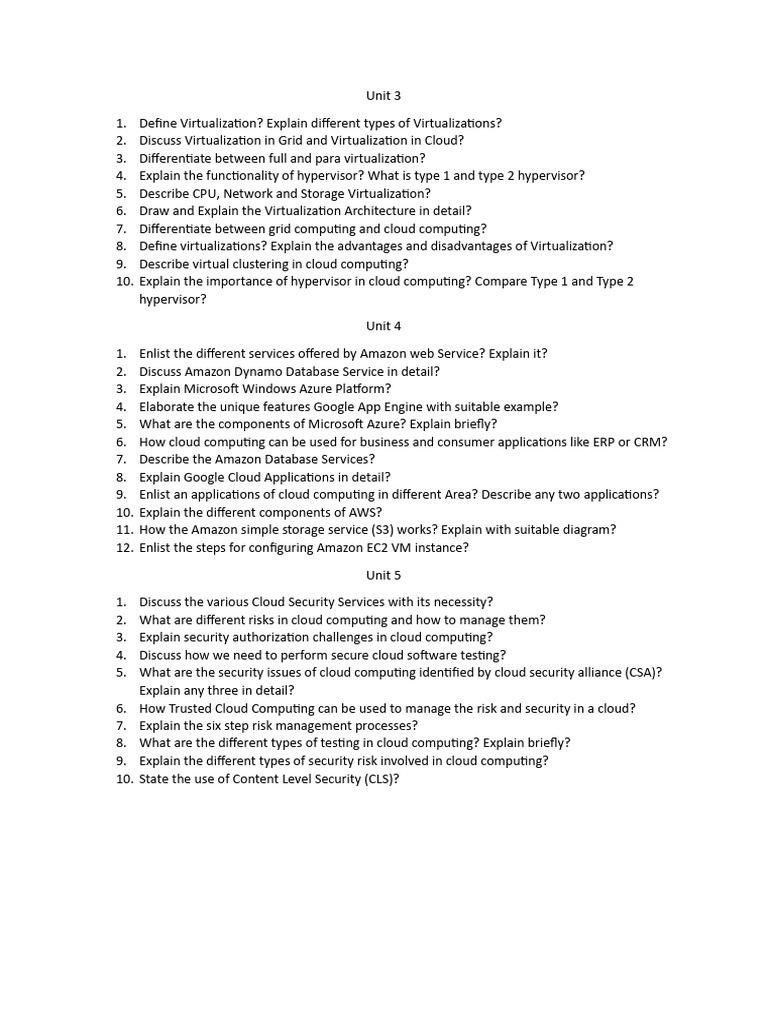 Cloud Computing Pyq List | PDF | Amazon Web Services | Information ...