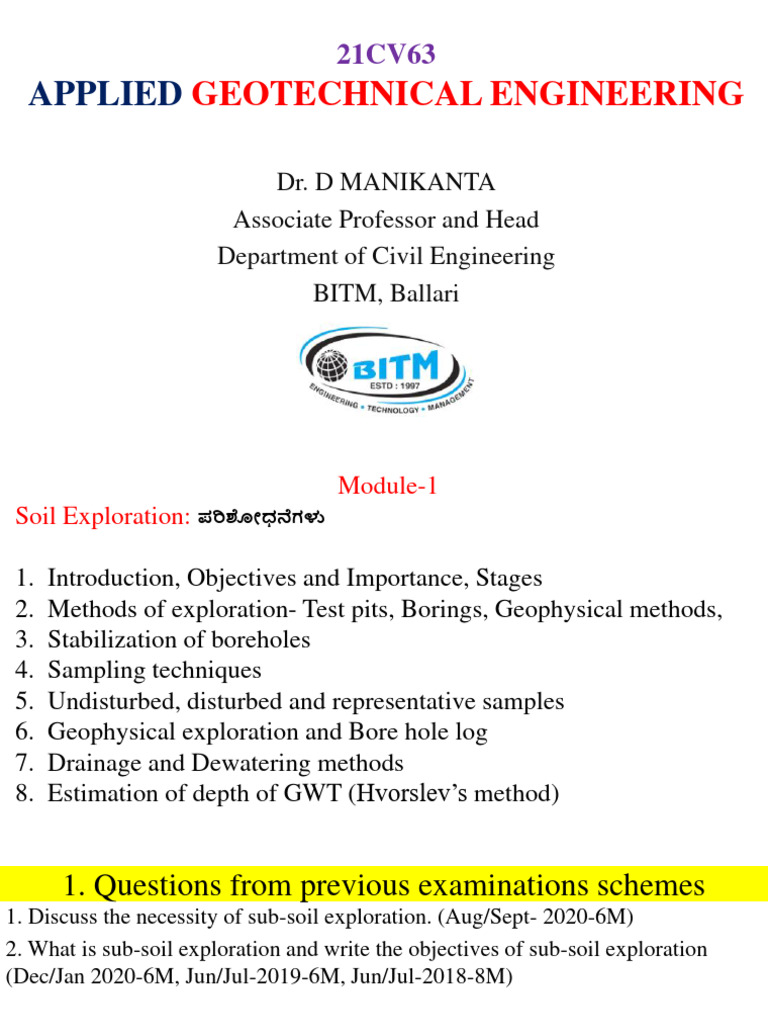 Module 1 AGE | PDF | Borehole | Drilling