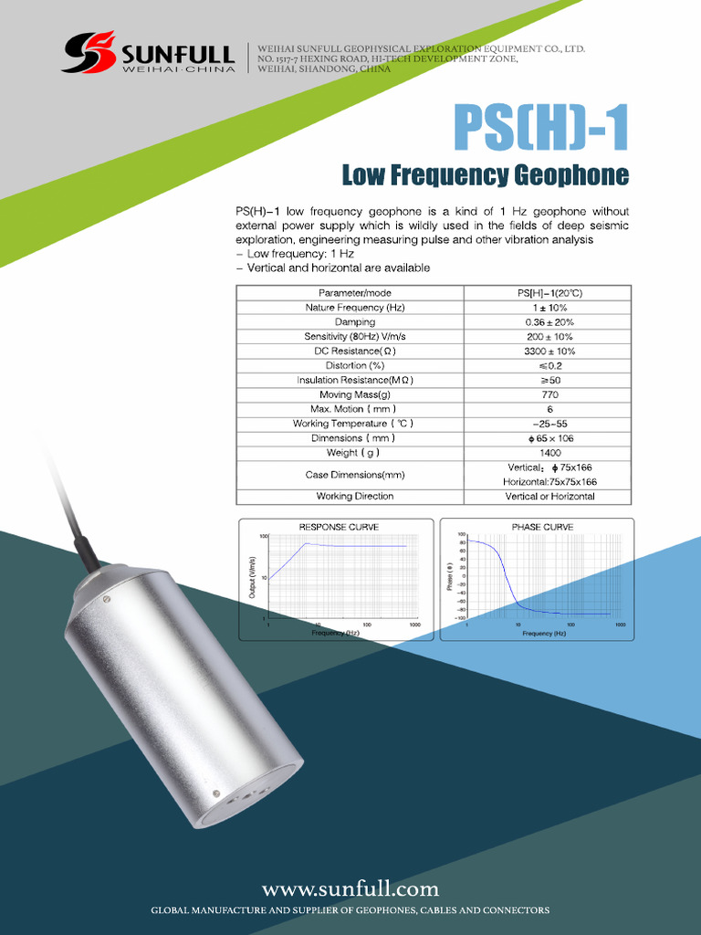 PS(H)-1， PS-2/260 geophone specification | PDF