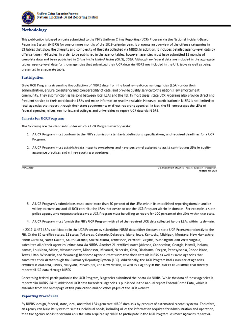 Methodology 2019 Final | PDF | Uniform Crime Reports | American Government