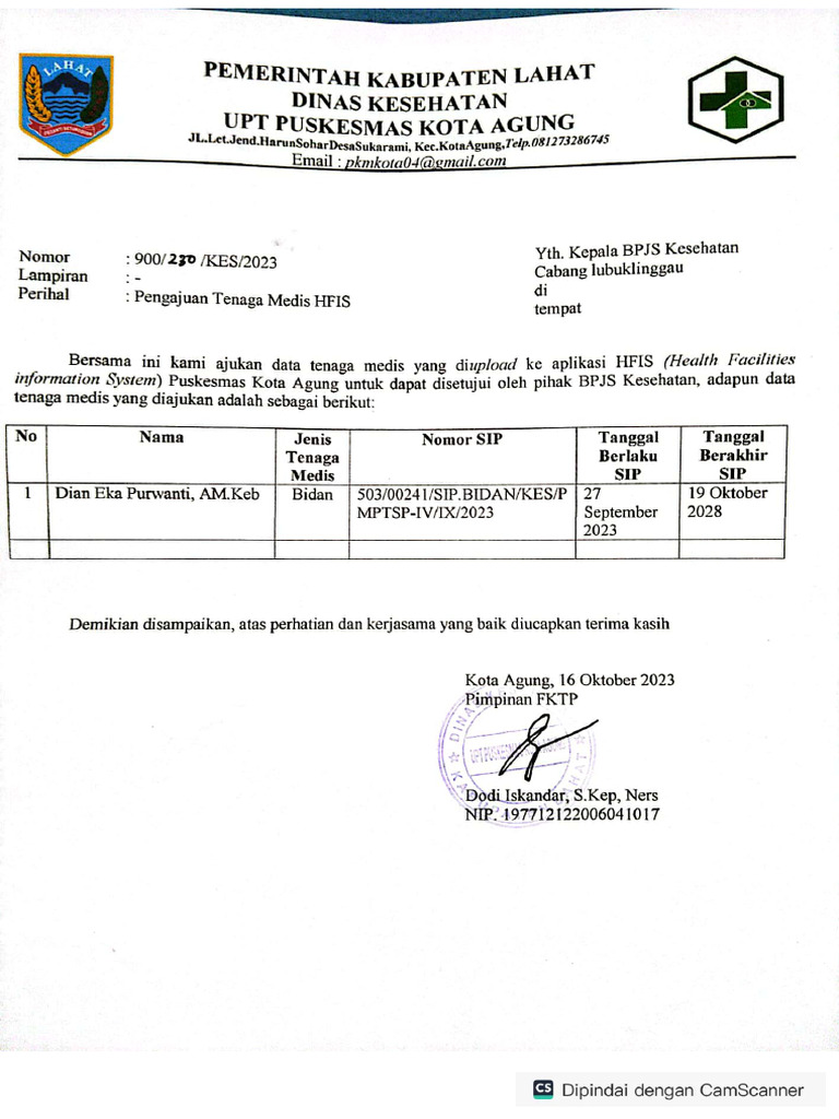 Pengajuan Tenaga Medis Hfis | PDF