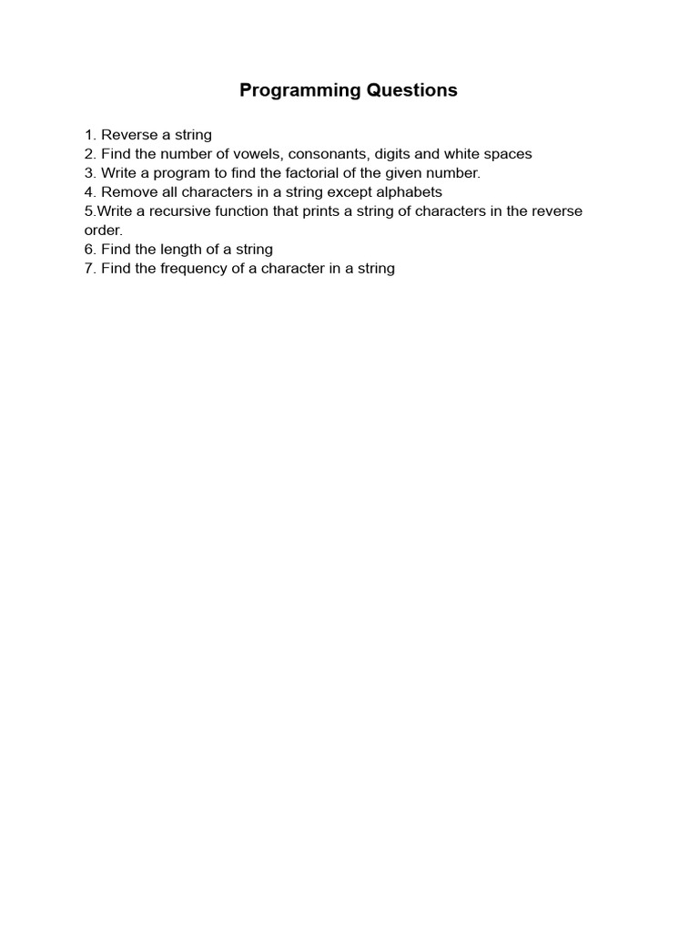 Programming Questions | PDF Programming Questions | PDF