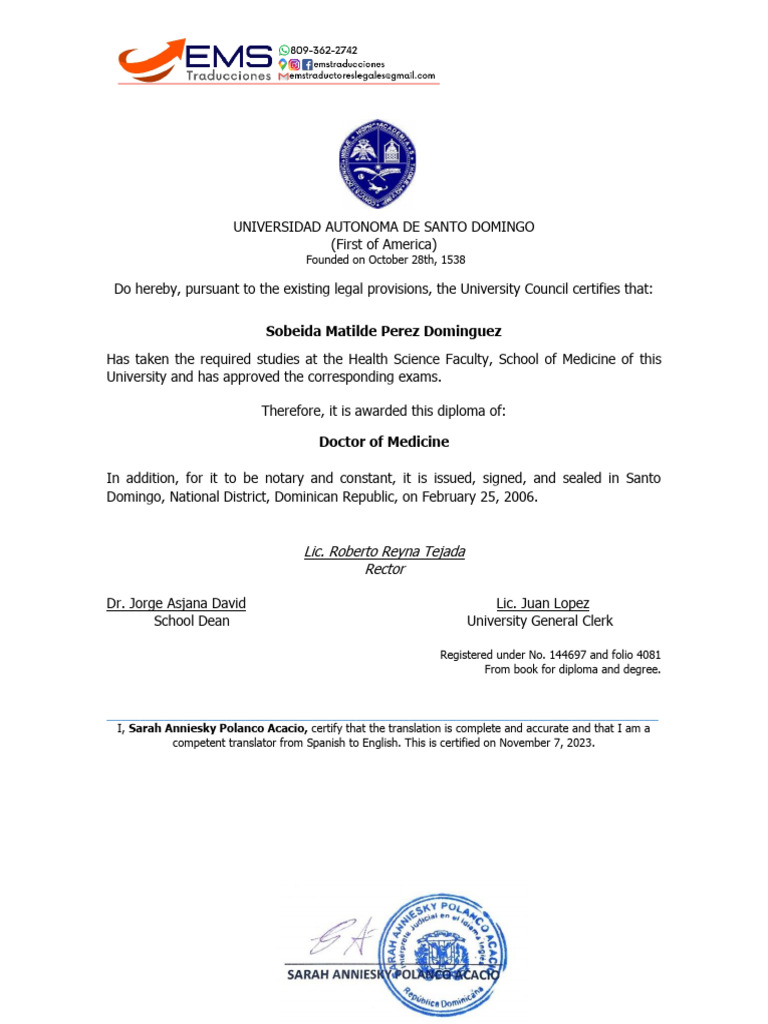 Diploma-UASD-SOBEIDA MATILDE PEREZ DOMINGUEZ | PDF