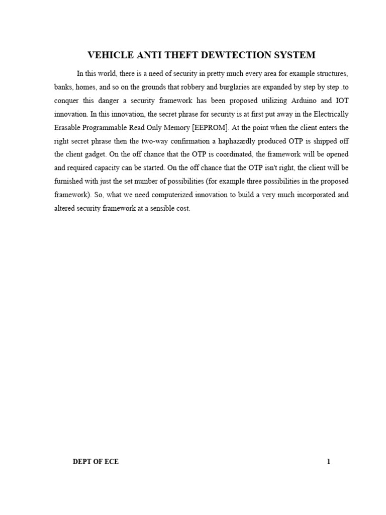 Vehicle Anti Theft Detection System | PDF | Rectifier | Electric Motor