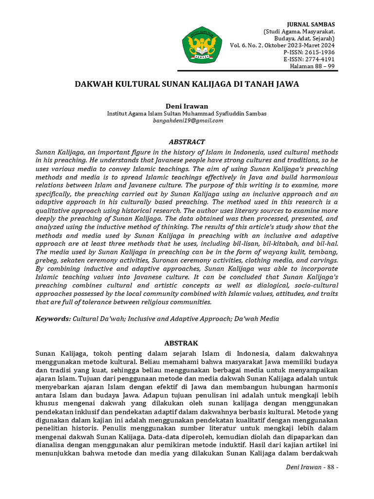 Dakwah Kultural Sunan Kalijaga Di Tanah Jawa | PDF