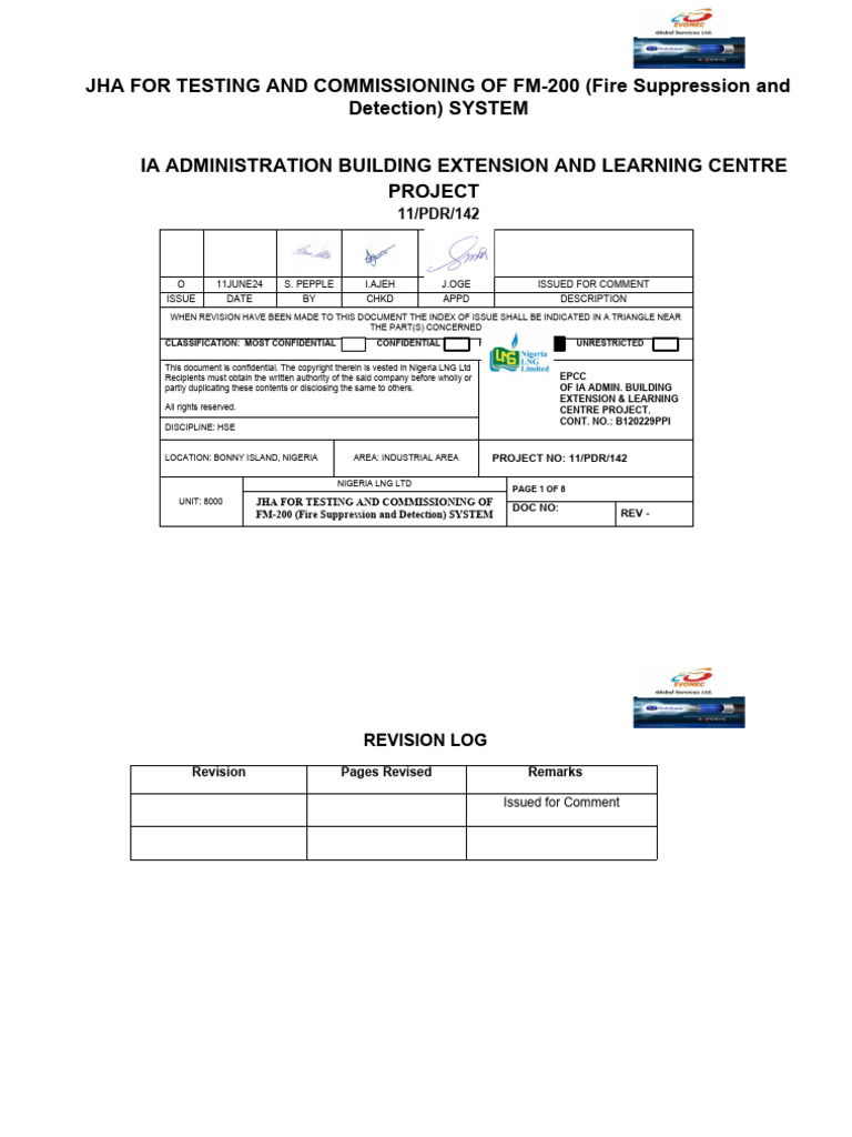 JHA For The Testing - Commissioning of FM 200 System | PDF | Safety