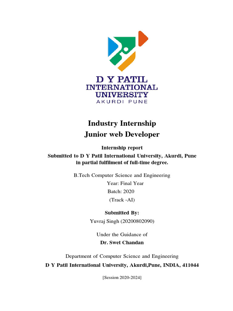 D Y Patil Web Development Internship Report | PDF | World Wide Web ...