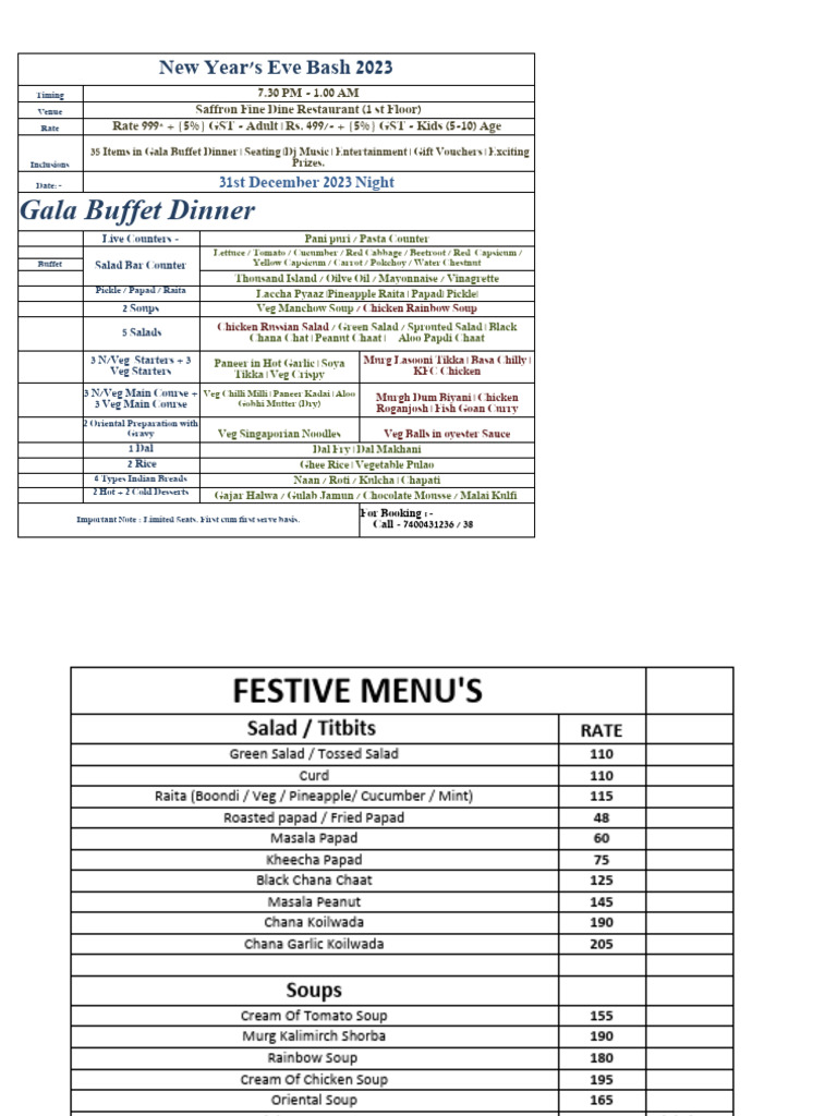 Festival Food Menu 2023 | PDF | Indian Cuisine | Desi Cuisine