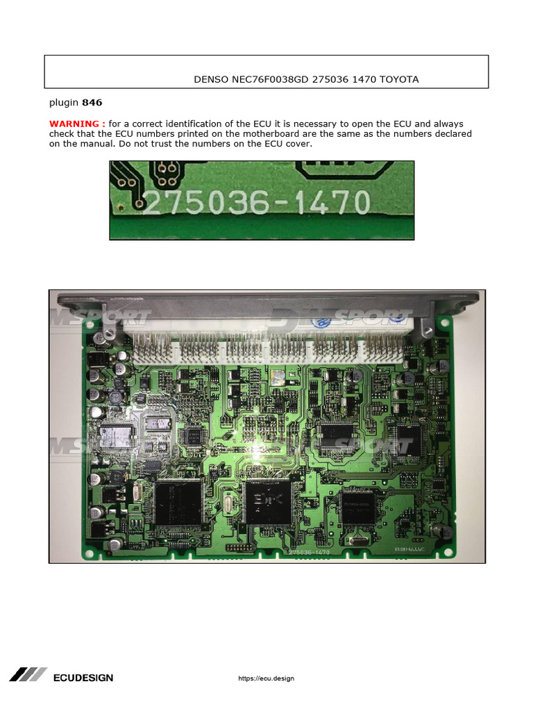 Denso Nec76f0038gd 275036-1470 Toyota | PDF | Business | Computers