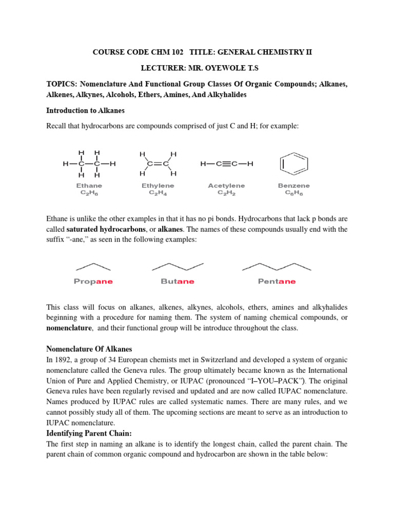 Nomenclature of Organic Compounds | PDF | Alkene | Ether