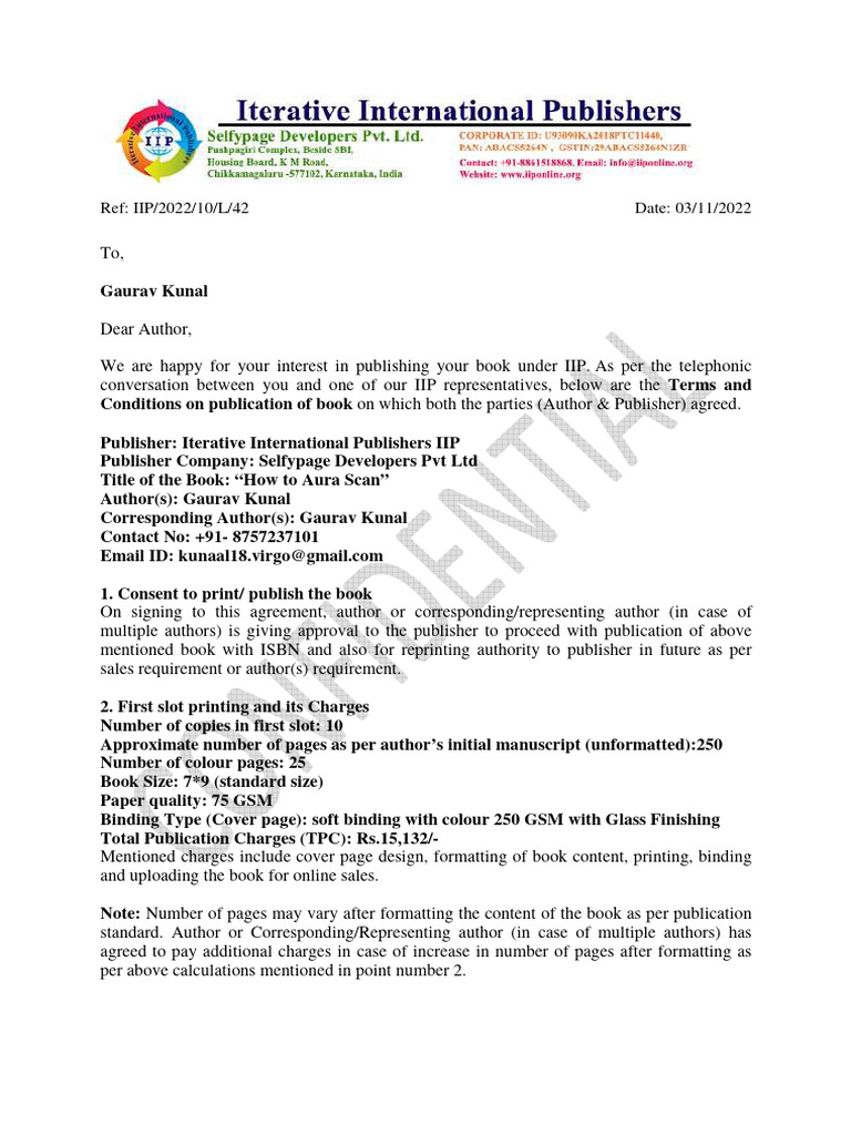 Gaurav Kunal MoU | PDF | Books | Publishing