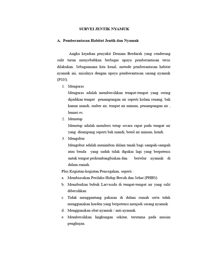 LAPORAN SURVEI JENTIK NYAMUK - Mahasiswa PBL Rini | PDF