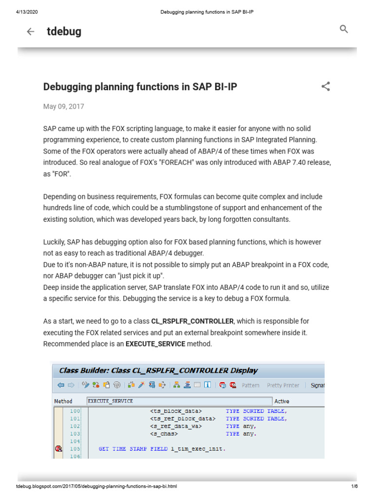 Debugging Planning Functions in SAP BI-IP | PDF | Computing | Computer Programming