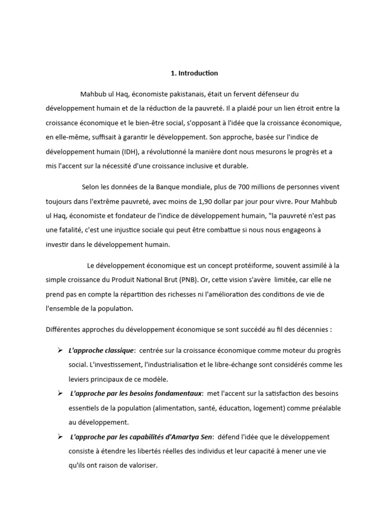 TP 1 Eco. Dev | PDF | Développement économique | Croissance économique