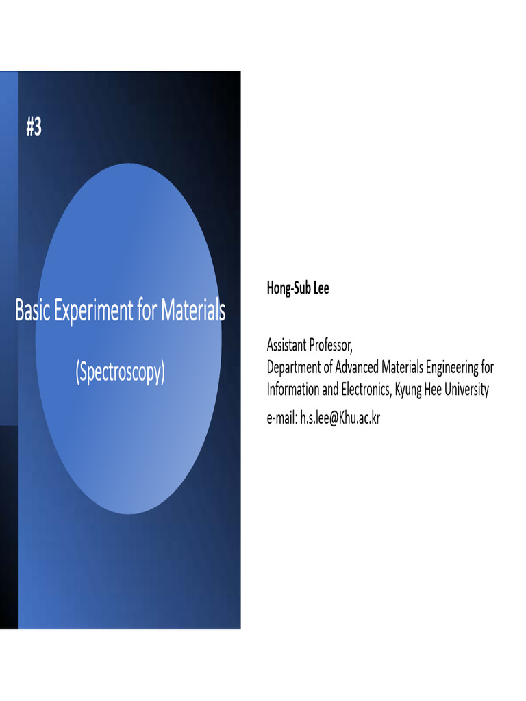Basic Experiment For Materials - Spectroscopy - 3 | PDF | Ultraviolet–Visible Spectroscopy ...
