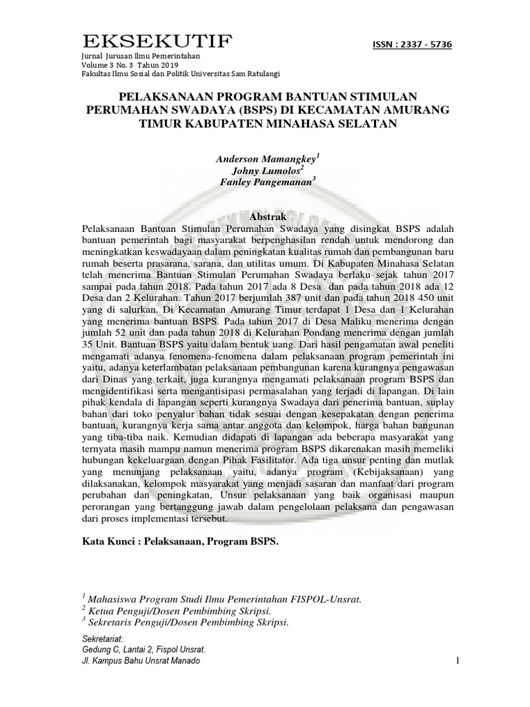Evaluasi Program BSPS di Amurang Timur | PDF | Bisnis