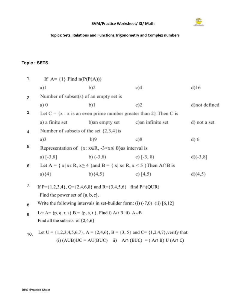 Math Work Sheet | PDF
