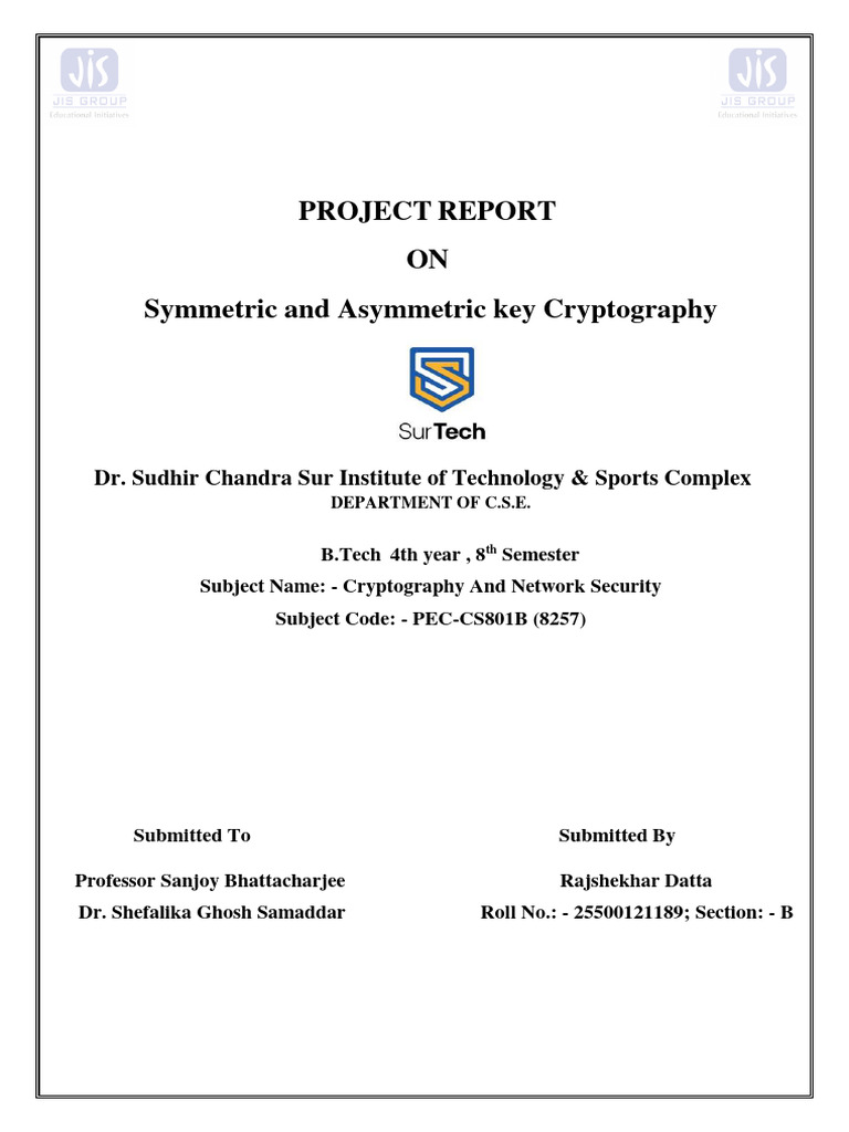 Project Report Cryptography | PDF | Key (Cryptography) | Cryptography