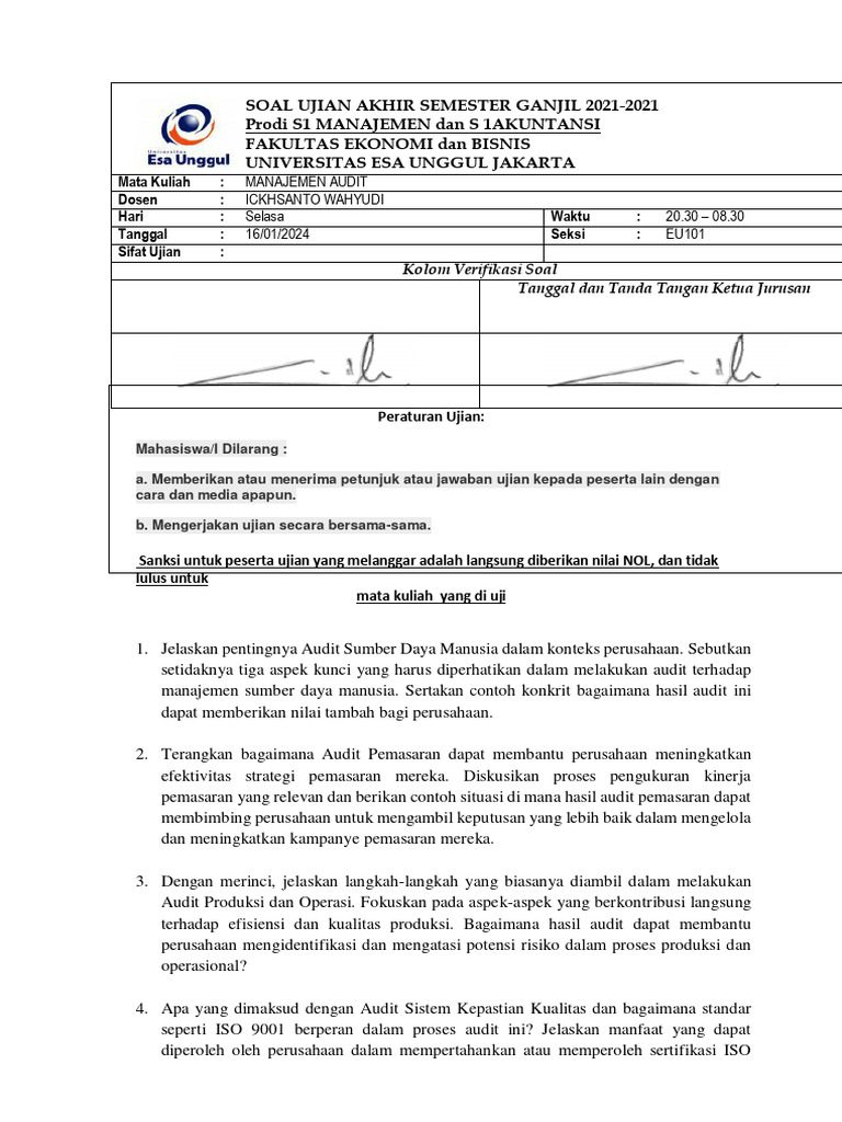 UAS Manajemen Audit | PDF