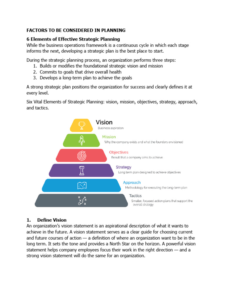 Key Elements of Strategic Planning | PDF | Strategic Management | Goal
