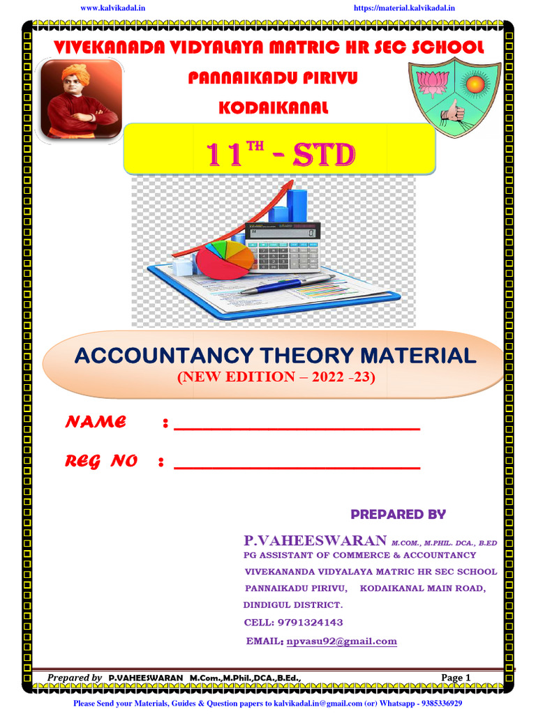 11th Accountancy Study Material English Medium 2022-23 | PDF | Debits ...