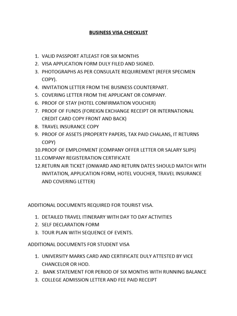 Essential Business Visa Requirements | PDF