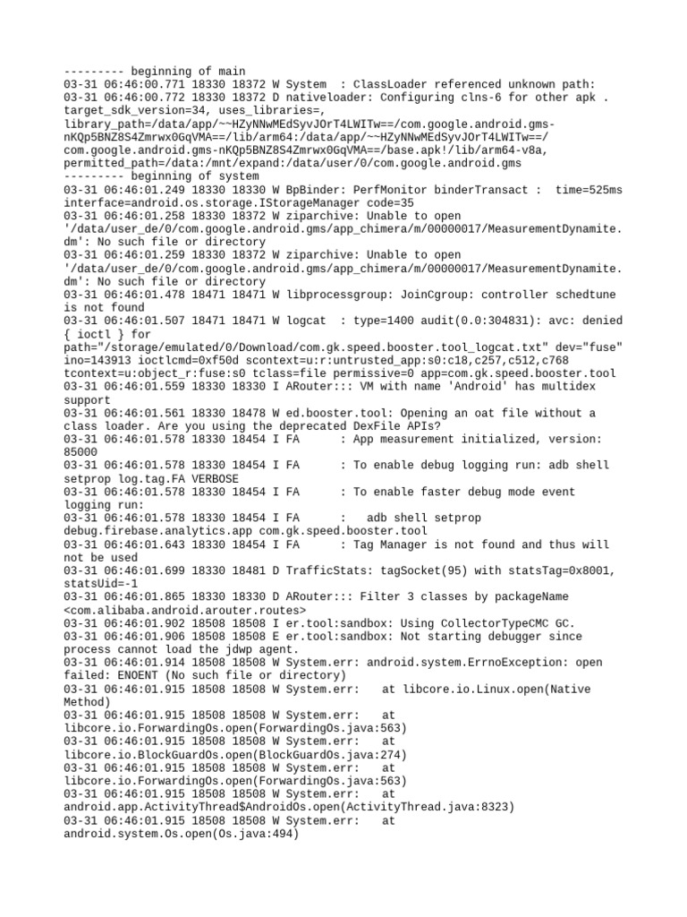 Com Gkspeed Boostertool Logcat Pdf Android Operating System Java Programming