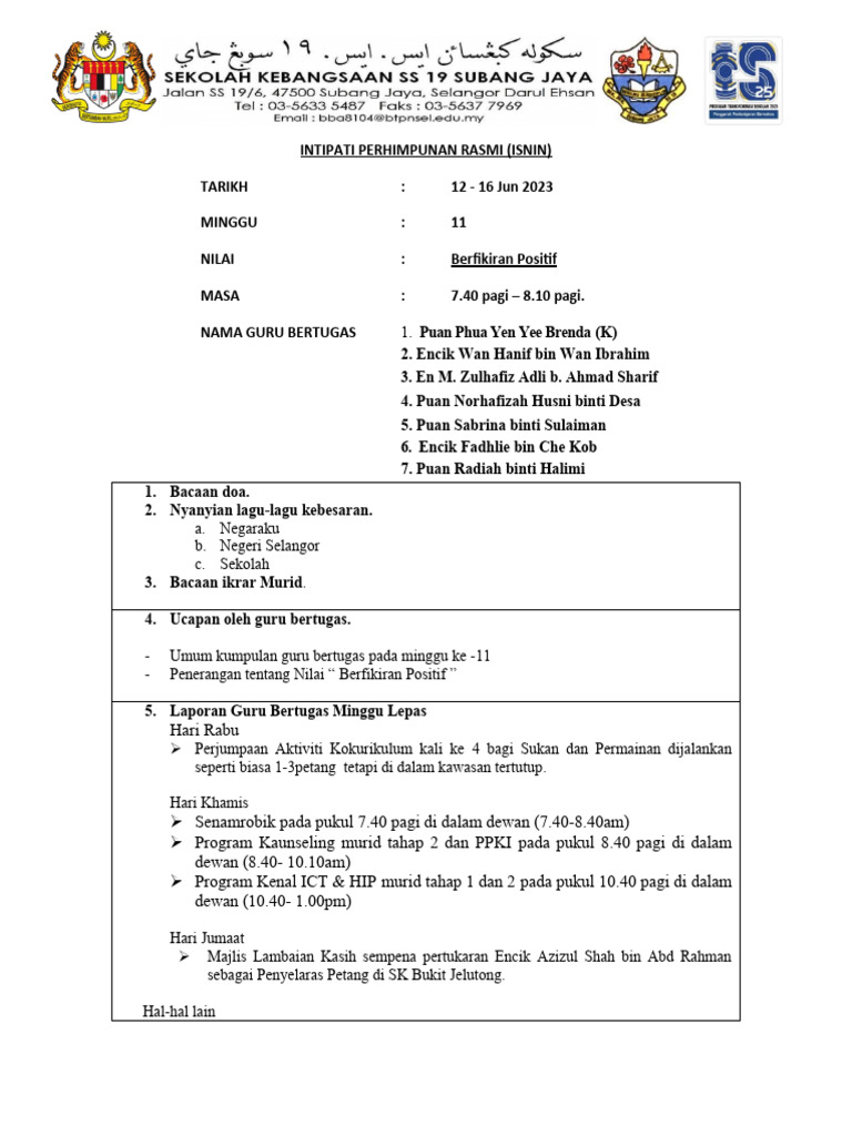 Intipati Perhimpunan 12 Jun 2023 | PDF