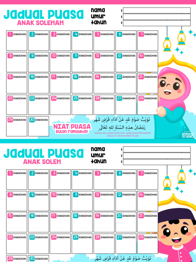 Jadual Puasa: Anak Solehah | PDF