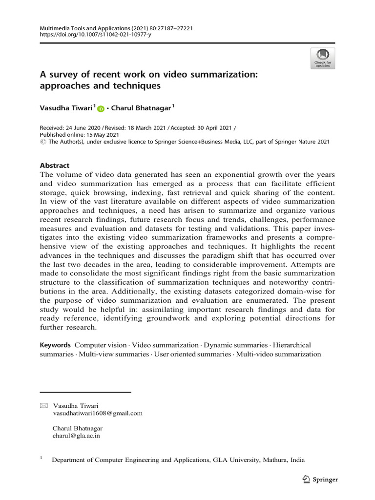 Survey Paper - Complete | PDF | Image Segmentation | Video