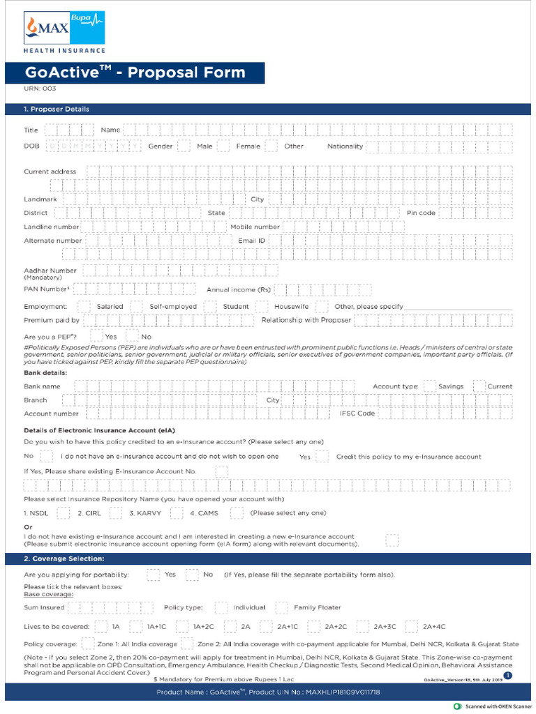 Go Active Praposal Form | PDF