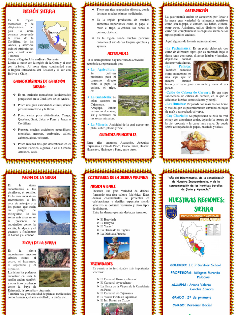 Triptico Ariana | PDF | Andes | Alimentos