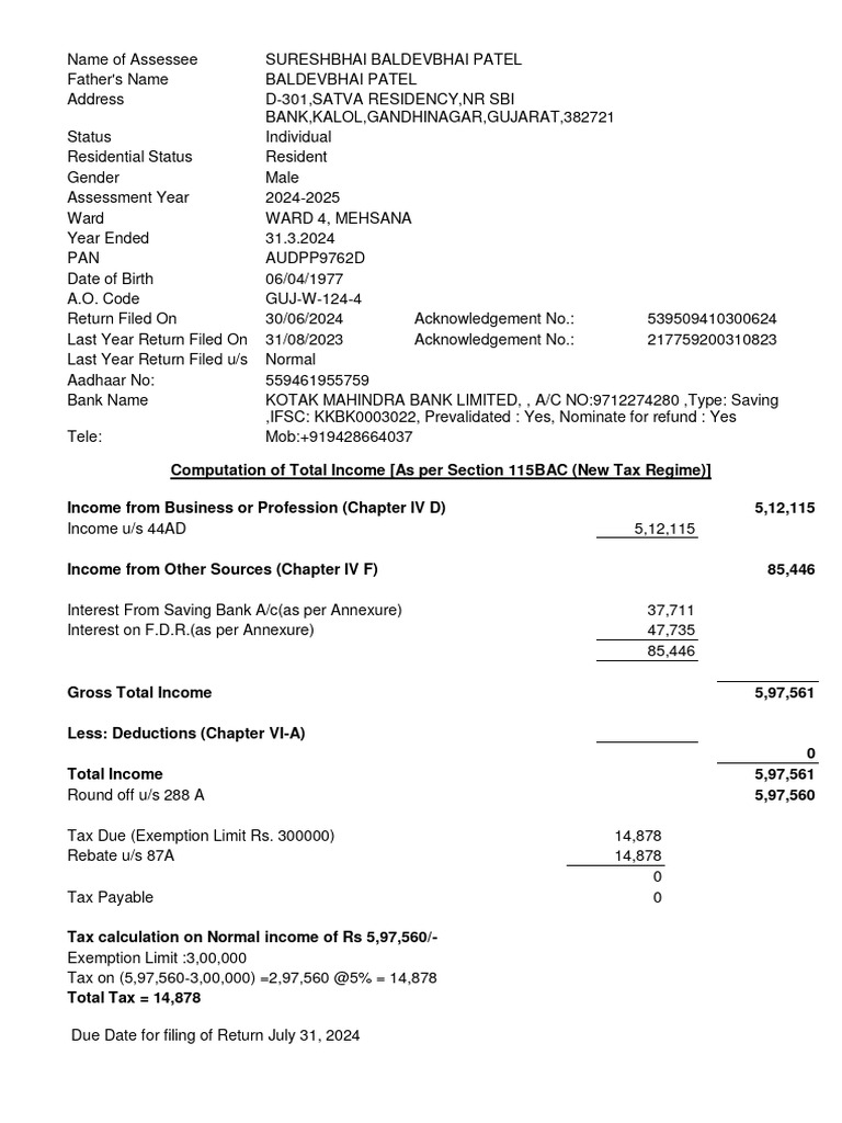 Computation 23 24 Final | PDF | Revenue | Tax Refund