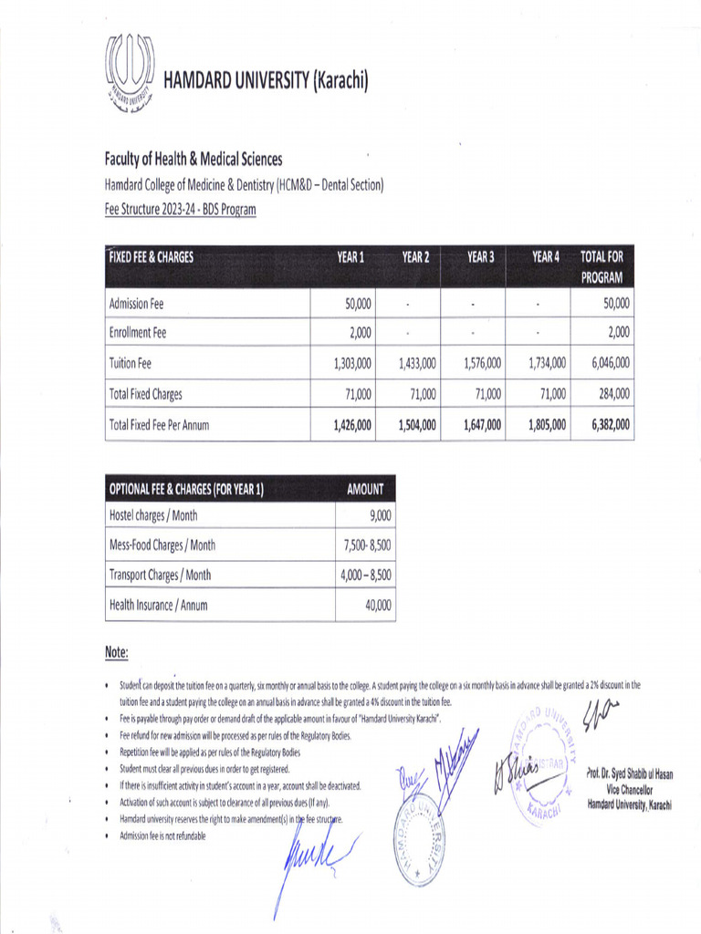 BDS Fee Structure 2023-24 | PDF