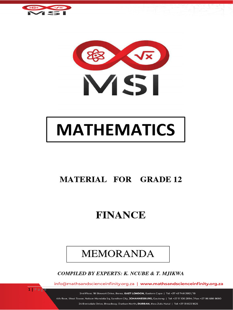 MSI Finance Memos | PDF | Money | Financial Services