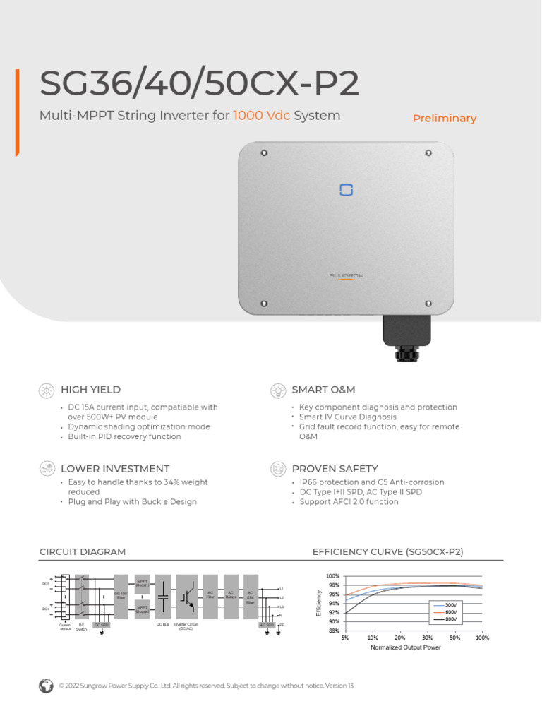 DS 20221130 SG36 40 50CX-P2 Datasheet V13 EN | PDF | Alternating ...