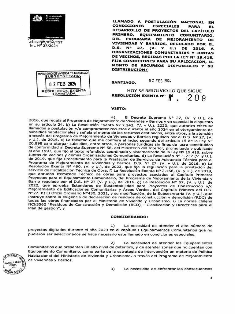 Res 208 Llamado 2024 | PDF