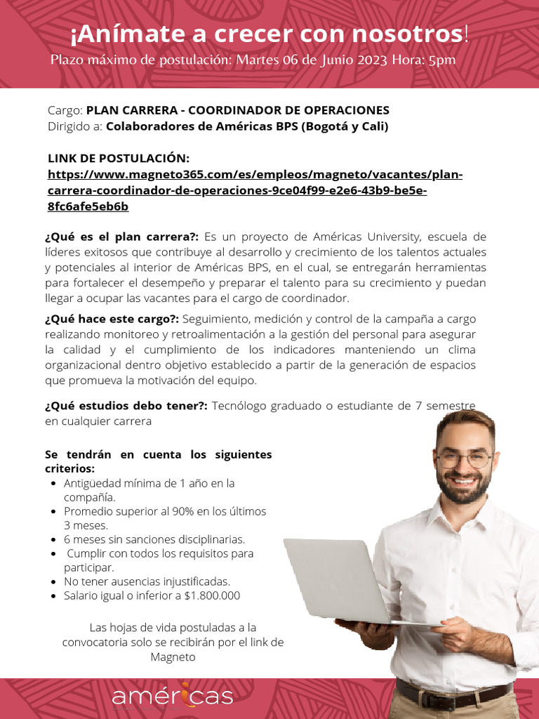 Convocatoria Plan Carrera: Coordinador de Operaciones | PDF ...