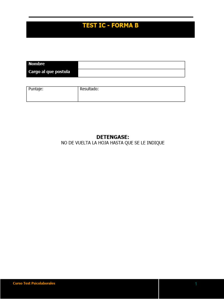 Test IC Forma B Formulario | PDF